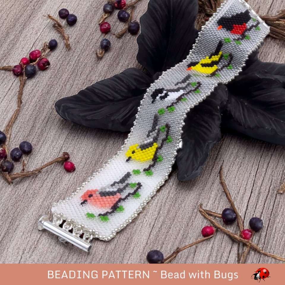 BACKYARD BIRDS: A Peyote Stitch Beaded Bracelet Pattern by Bead with ...